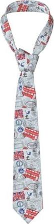 Generic Cravate DAffaires Timbres Et Ic&ocirc;nes De Voyage Vintage DAngleterre Fine Necktie Classique Cravates Homme Pour L&Eacute;cole &Eacute;v&eacute;nements F&ecirc;te