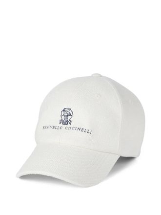 Brunello Cucinelli embroidered-logo baseball cap - Blanc