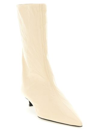 Jil Sander Womens Beige Calfskin Ankle Boots