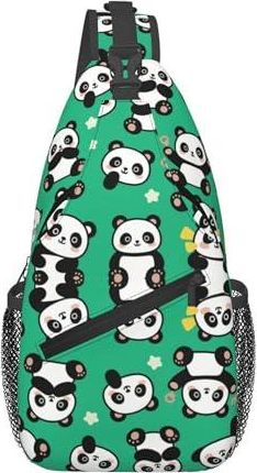 Generic R&eacute;glable Sacoche Port&eacute; &eacute;paule Dessins de pandas mignons en dessin anim&eacute; Sacs Poitrine Durable Sac Poitrine pour Camping Voyage Cyclisme
