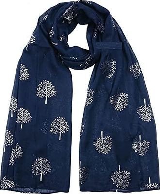 GFM Femme-Mûriers Écharpe argentée à paillettes (PSCF-MBRY-SL) (Mbry-SL-Bleu marine)