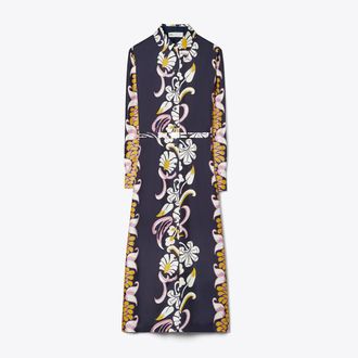 Tory Burch Damen Bedrucktes Hemdkleid aus Seidentwill