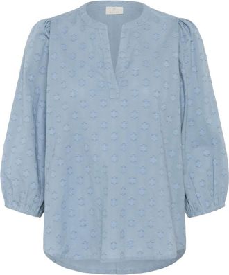 Kaffe Femme, Blouses et Chemises, Bleu, Taille: 38 FR Chemisier Bleu &agrave; Motifs Manches 3/4