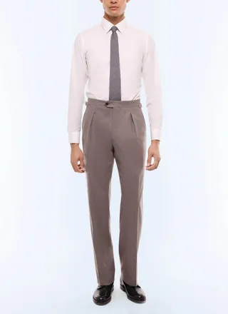 Fursac Pantalon large &agrave; pli flanelle de laine - Taille 36 - Homme