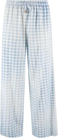 Ermanno Scervino Femme, Pantalons, Multicolore, Taille: 38 FR Pantalon large &agrave; imprim&eacute; Vichy