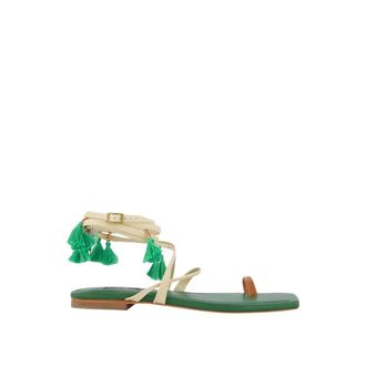 Johanna Ortiz Gr&uuml;ne Leder Zehentrenner Sandalen - - Shoes - Damen - Gr&uuml;n - 36 EU