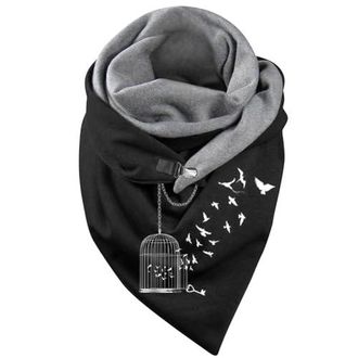 Generic &Eacute;charpe boh&egrave;me &agrave; imprim&eacute; plumes pour femme Caract&eacute;ristiques :, Noir, Taille unique