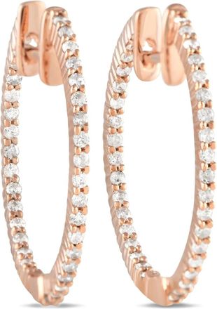 Luxury Bazaar 14kt Inside-Out Rotgoldcreolen mit Diamant - Rosa