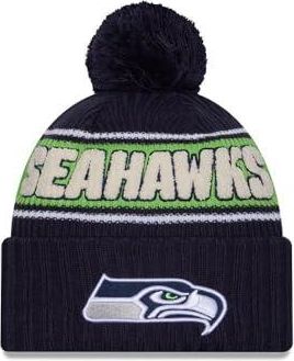New Era Seattle Seahawks NFL 2024 Sideline Sport Knit Azul Bonnet à Pompon