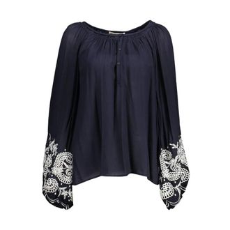 Kocca Bestickte Bluse - - Blouses & Shirts - Damen - Blau - XS