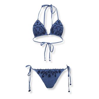 Zimmermann Femme, Maillots de bain, Bleu, Taille: 42 FR Bikini &agrave; broderies en denim Aster