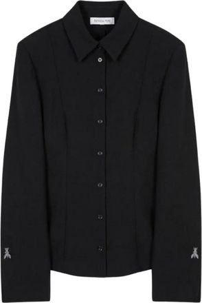 Patrizia Pepe Chemise en toile structur&eacute;e - Femme - Blouses et Chemises - Noir - Taille: 44 FR