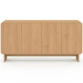 IDMarket Buffet 160 cm CAPUCINE XXL 4 portes fa&ccedil;on h&ecirc;tre design arrondi
