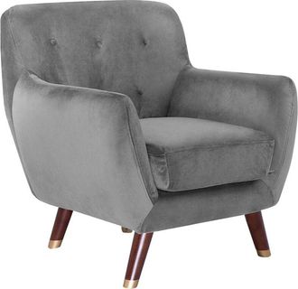Beliani Beliani - Sessel Grau Samtstoff Gummibaumholz Retro-Stil Wohnzimmer