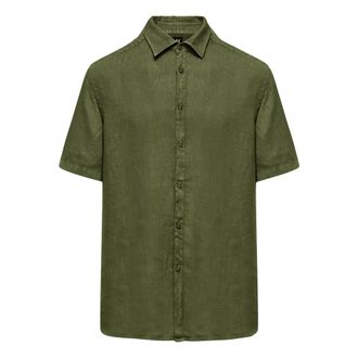 Bomboogie Homme, Chemises, Vert, Taille: S Chemise &agrave; Manches Courtes en Lin