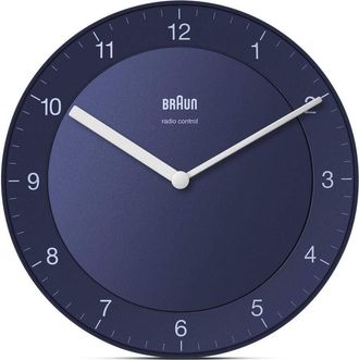 Braun Funkwanduhr/Design-Objekt/Design-Klassiker/präzises Funkuhrwerk/einfach abzulesendes Zifferblatt/Mattes Gehäuse/Durchmesser 20 cm/Farbe: Blau/Modell B