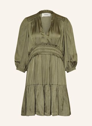 BA&SH Ba&Sh Satinkleid Cyrilia Mit 3/4-Arm Und R&uuml;schen gruen