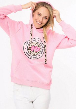 Zwillingsherz Hoodie Kapuze, Langarm, K&auml;ngurutasche, Leo-Details, modisch