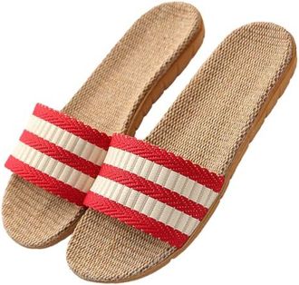 PartyKindom VILLCASE Pantoufles &agrave; Bout Ouvert Pour Femmes D&eacute;contract&eacute;es, Semelle &Eacute;paisse Et Souple En Eva, Rouge, Taille 35-36, Int&eacute;rieur Maison, Absorbantes Et S