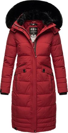 Navahoo Damen Steppmantel Winterparka Mantel mit abnehmbarem Kunstfell Fahmiyaa XS - 3XL (DE/NL/SE/PL, Alphanumerisch, S, Regular, Regular, Dark Red)