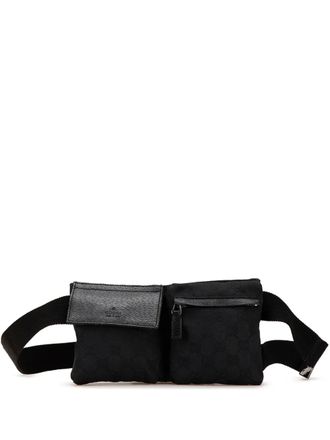 Gucci sac banane Double Pocket en toile GG (2000-2015) - Noir
