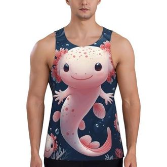 Generic D&eacute;bardeur respirant &agrave; s&eacute;chage rapide sans manches pour homme pour entra&icirc;nement &agrave; la plage S &agrave; 4XL, Cute Axolotl 15, XXL
