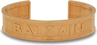 Balmain Femme, Accessoires, Jaune, Taille: L Brass cuff bracelet with logo