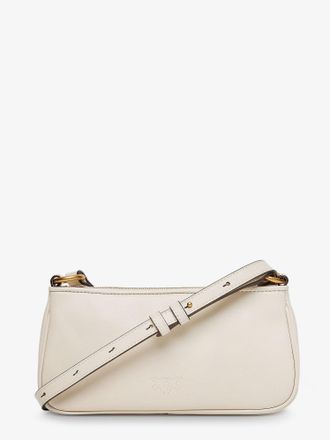 Pinko Womens Mini Half Moon Leather Crossbody Bag White Shoulder