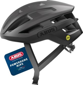 ABUS Rennradhelm PowerDome MIPS - leichter Fahrradhelm mit cleverem Belüftungssystem und Aufprallschutz - Made in Italy - für Damen und Herren - Schwarz, G