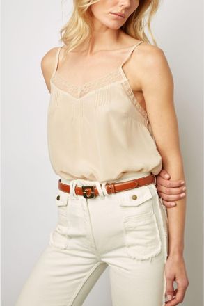 Gerard Darel D&eacute;bardeur en soie et dentelle - CLARA - Naturel