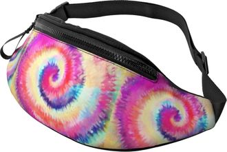 Generic Lauftasche Multifunktionale G&uuml;rteltasche Regenbogenfarbene Spiral-Tie-Dye-Technik Verstellbarer Bauchtasche F&uuml;r Running Fitness Wandern 14X35Cm