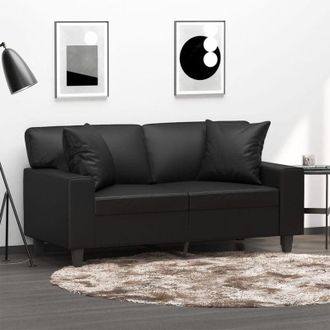 vidaXL vidaXL 2-Sitzer-Sofa mit Zierkissen Schwarz 120 cm Kunstleder