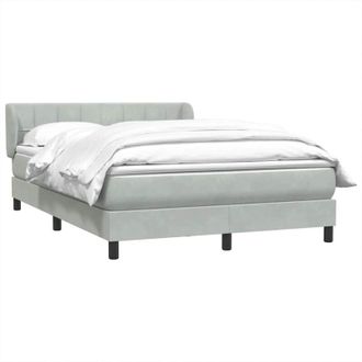 vidaXL Boxspringbett mit Matratze Hellgrau 160x220 cm Samt vidaXL