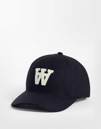 Wood Wood Double A By Wood Wood Cap mit Logo-Patch aus 100 % wollreichem Filz in Schwarz