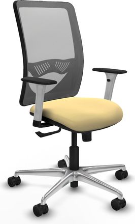 Piqueras y Crespo Drehstuhl f&uuml;r den Schreibtisch Zulema mit wei&szlig;en und schwarzen Armlehnen, h&ouml;henverstellbare Lendenwirbelst&uuml;tze, mit 3 Positionen, Grau/Creme