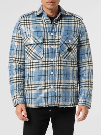 Philipp Plein Surchemise en tartan avec broderie de sequins et &eacute;paulettes