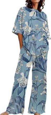 Generic Ensemble de vêtements de détente pour femmes avec poches - Tenue deux pièces pour femmes - Ensemble de pyjama doux - Ensemble de vêtements de loisirs 
