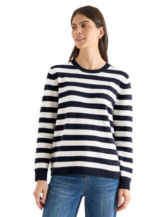 Cecil Gestreifter Melange Pullover urban Dark Blue XXL