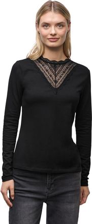 Street One Damen 3228886 Shirt mit Spitzendetail, Schwarz, 42