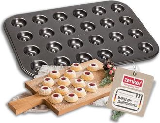 Zenker Backform f&uuml;r 24 Husarenkrapfen & Engelsaugen, beschichtetes Backblech (38 x 27 cm), f&uuml;r leckere Kekse mit F&uuml;llung, Keks-Backform, Menge: 1 St&uuml;ck