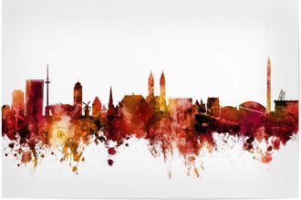 artboxONE Poster 45x30 cm Städte Bremen Germany Skyline Red - Bild Bremen Bremen Bremen Canvas