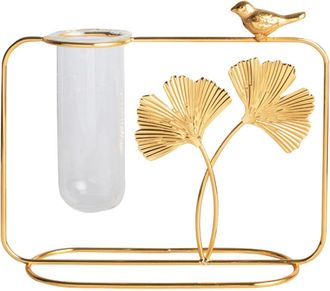 OSALADI Elegante Glasvase f&uuml;r Hydrokultur Pflanzen Transparenter Pflanzentopf mit Ginkgo Blatt Deko Dekorativer &Uuml;bertopf f&uuml;r Esstisch Wohnzimmer und B&uuml;ro