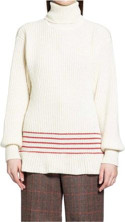 Chlo&eacute; Femme, Pulls, Blanc, Taille: 40 FR Pull &agrave; Col Roul&eacute; Oversize avec Logo