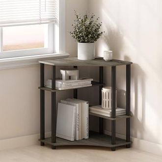 Furinno Turn-N-Tube Multifunktionales Eckregal, Pr&auml;sentationsst&auml;nder, B&uuml;cherregal, Franz&ouml;sische Eiche/Schwarz