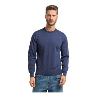 K-Way Blauer Merinowoll Rundhals Pullover - - Knitwear - Herren - Blau - XL