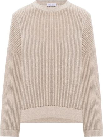 Brunello Cucinelli Femme, Pulls, Beige, Taille: 40 FR Pull Ras du Cou