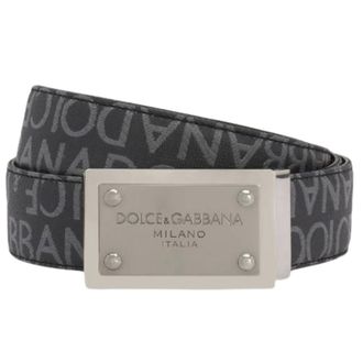 Dolce & Gabbana Homme, Accessoires, Noir, Taille: 90 CM Ceinture Jacquard Enduite avec &Eacute;tiquette Logo