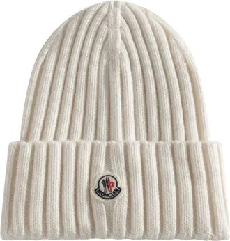 Moncler bonnet c&ocirc;tel&eacute; &agrave; patch logo - Tons neutres