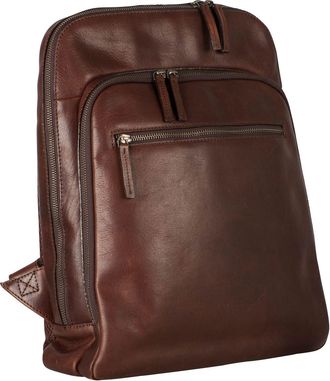 Leonhard Heyden Leder Rucksack Laptoprucksack mit Laptopfach Roma Business Backpack Brown braun