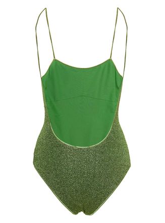Os&eacute;ree Womens One-Piece Swimsuit Lumi&egrave;re Maillot Green Lurex Swimwear Sea Clothing